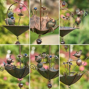 Assorted Animal Hanging Umbrella Birdfeeder Wind Chimes in Copper ...