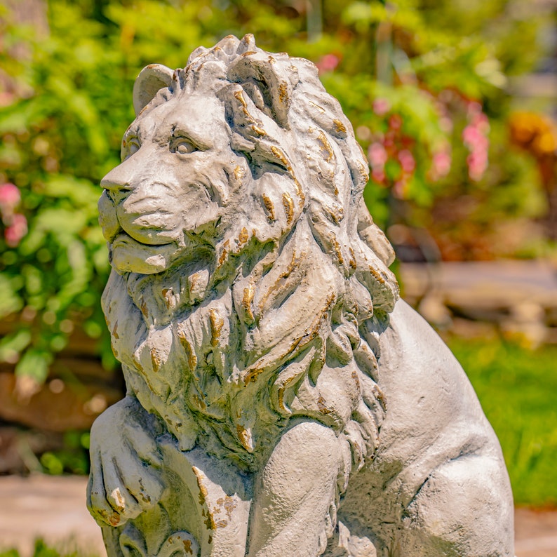 SET of 2 Magnesium Lions Garden Statue With Style Options - Etsy
