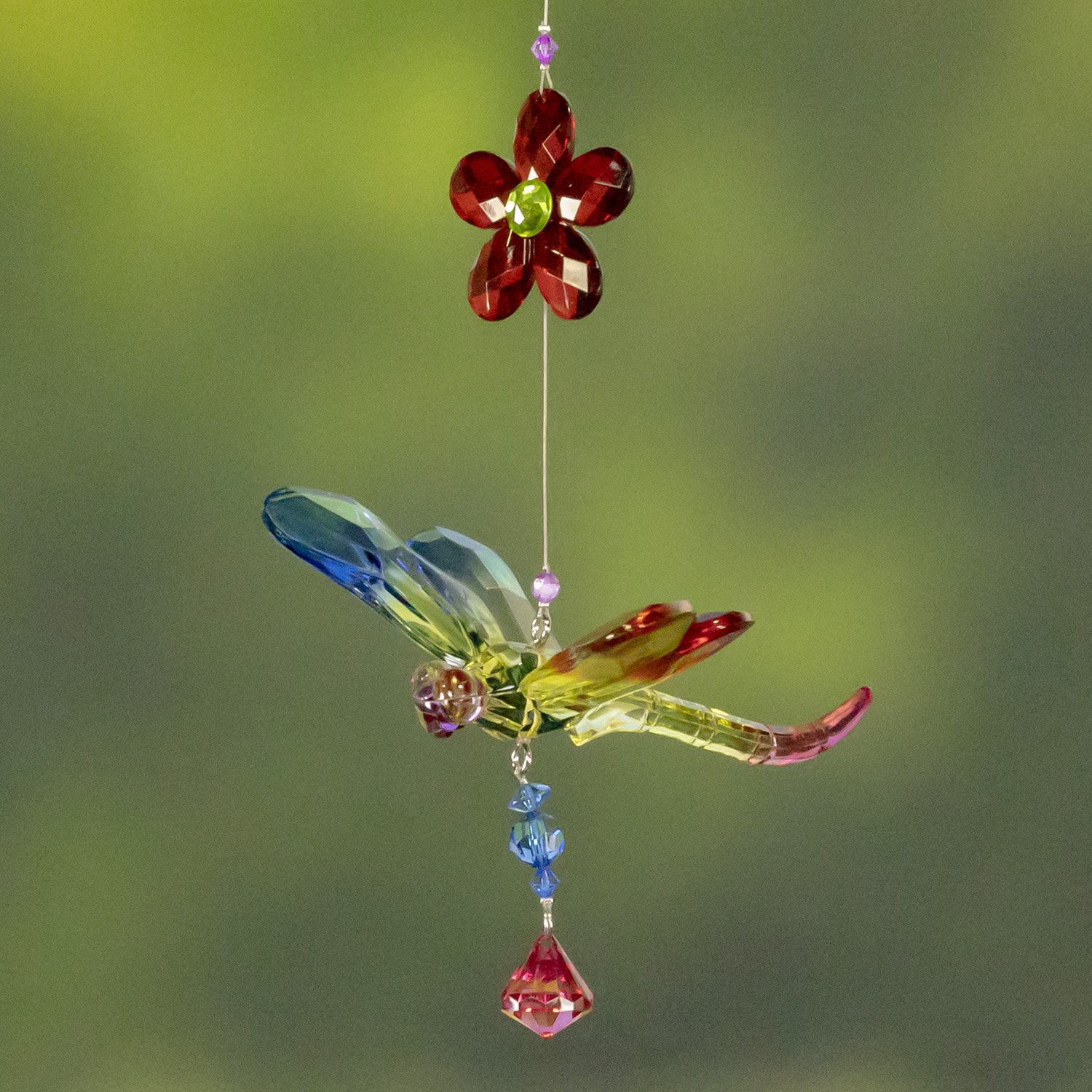 Five Tone Acrylic Dragonfly Ornaments With Flowers in Assorted - Etsy