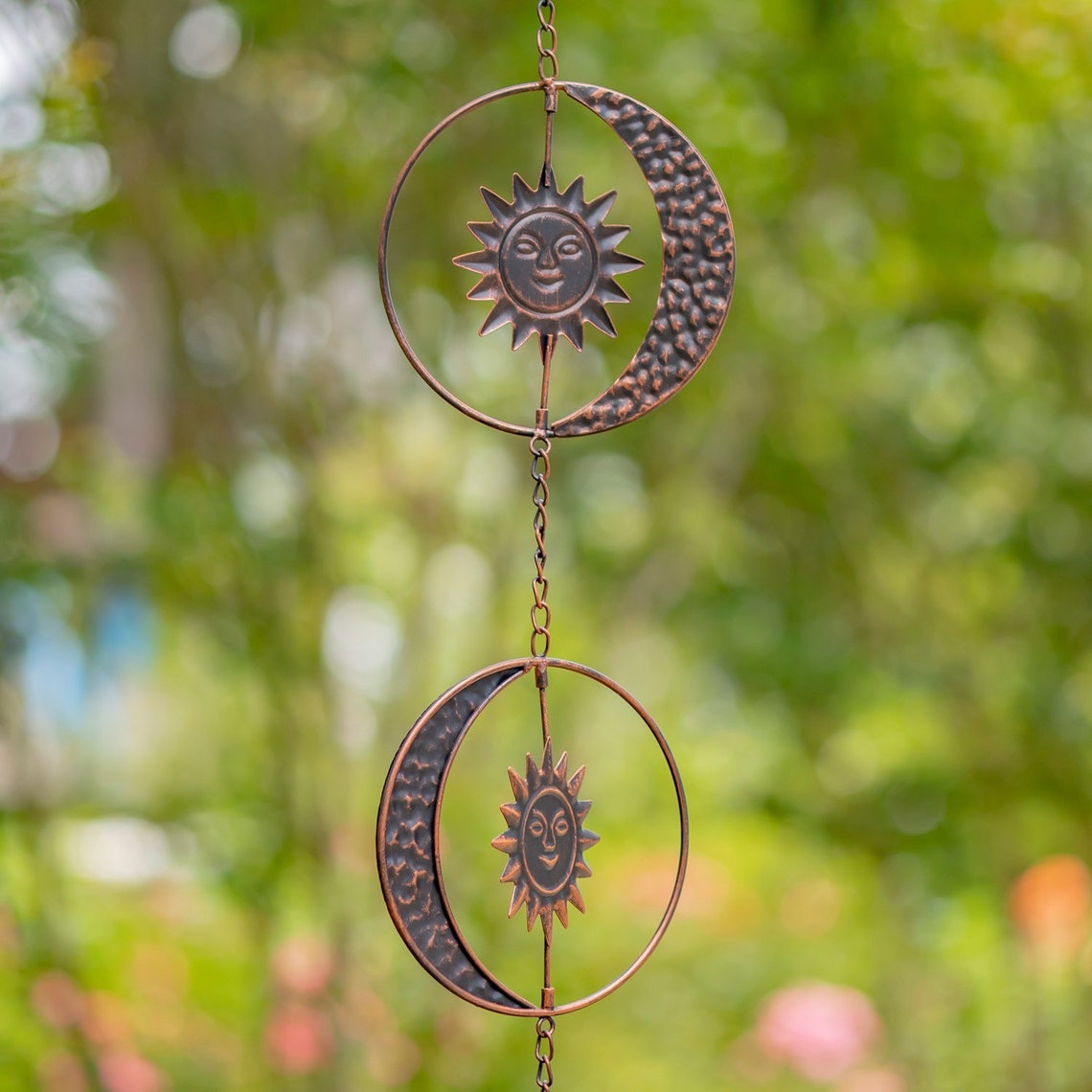76 Long Antique Bronze Rain Chain With Crescent Moon & - Etsy