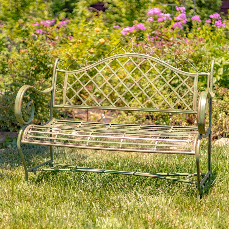 Victorian Style Iron Garden Bench 3 Colors - Etsy
