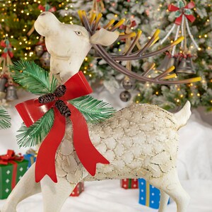 Set of 2 48" Tall Large Iron Reindeer With Pinecone Bow - Etsy