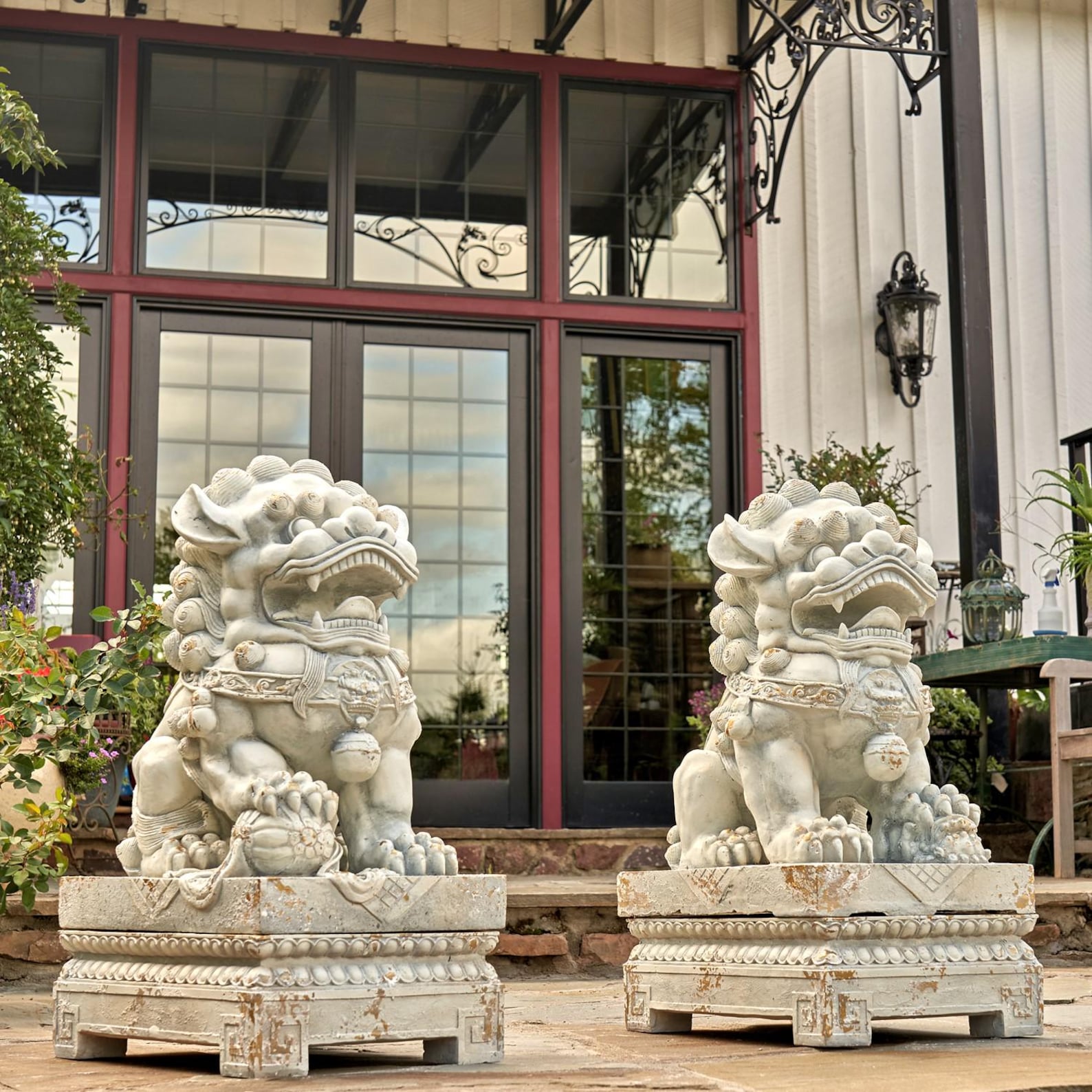 Set of 2 Magnesium Foo Dog Statues in Antique Bronze "gan & An" - Etsy