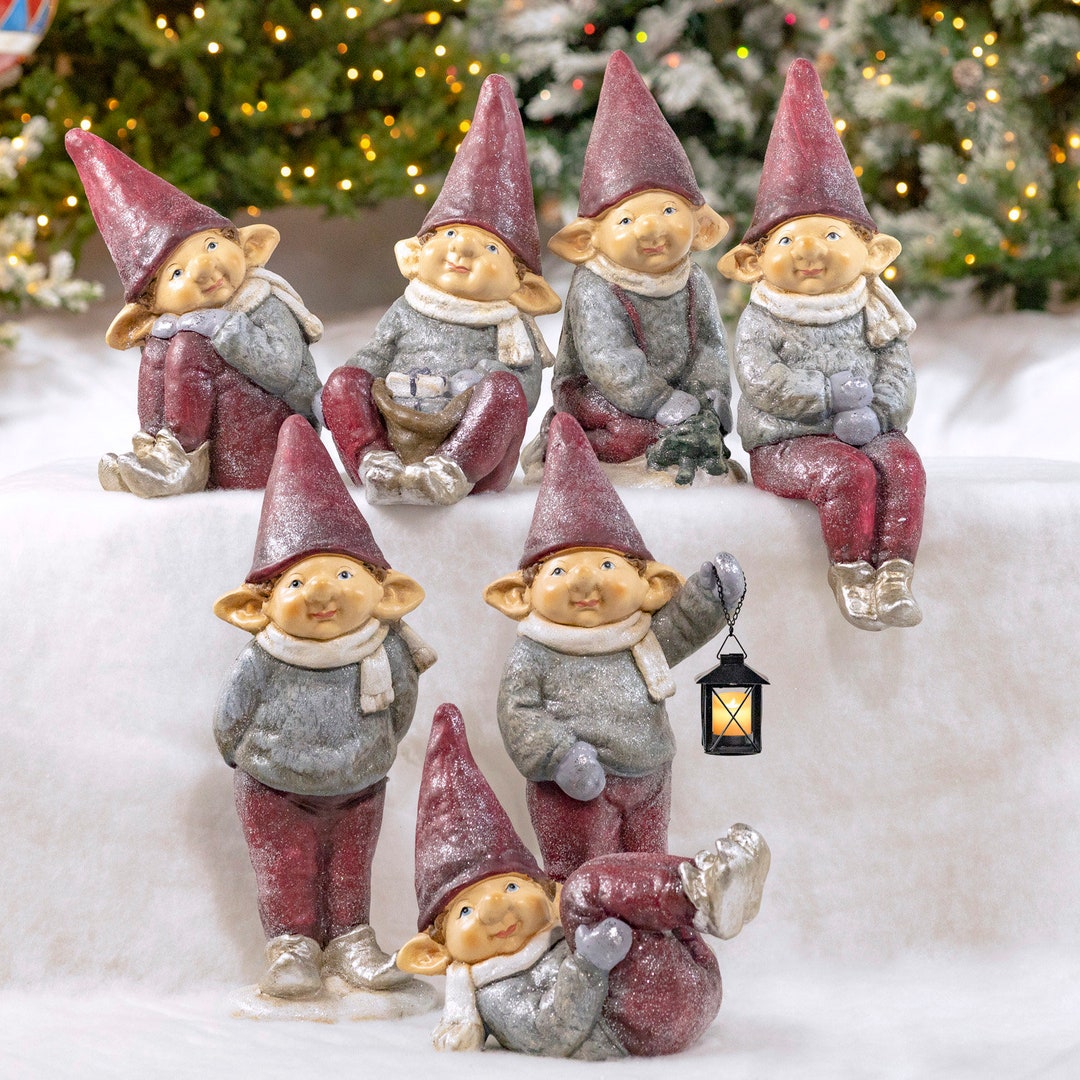 Set of 7 Red Hat Christmas Elves “the Connors” - Etsy