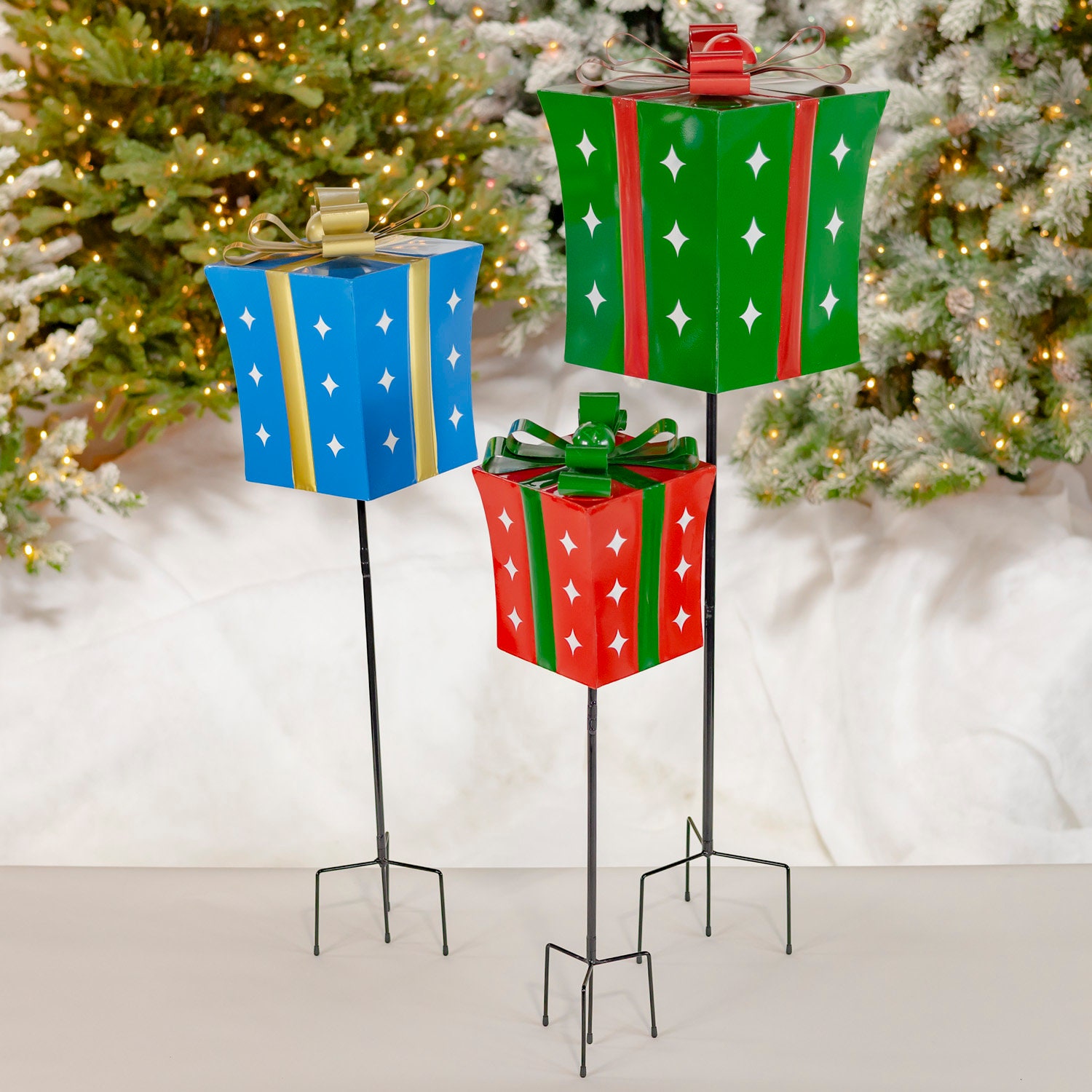 Set of 3 Assorted Christmas Gift Boxes With Twinkle Stars Iron - Etsy