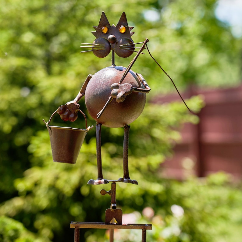 Rusty Animal Garden Swing Stakes With Glass Ball in 6 Styles - Etsy