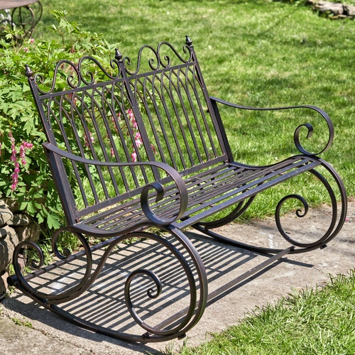 Iron Garden Rocking Bench 2 Colors Available - Etsy