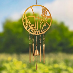 Circular Copper Color Wind Chimes With Nature Scenes & Bell in Assorted ...