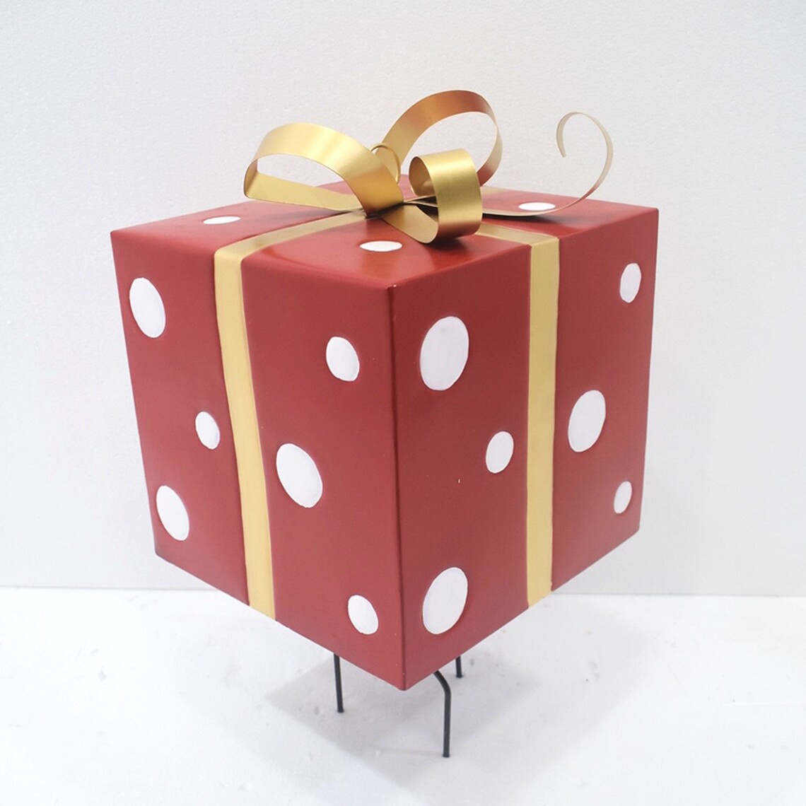 32.5 Tall Red & White Polka Dot Gift Box With Gold Bow - Etsy