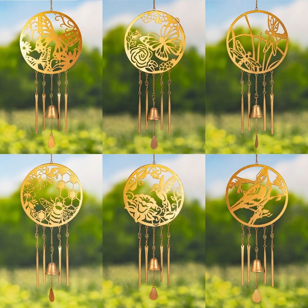 Circular Copper Color Wind Chimes With Nature Scenes & Bell in Assorted ...