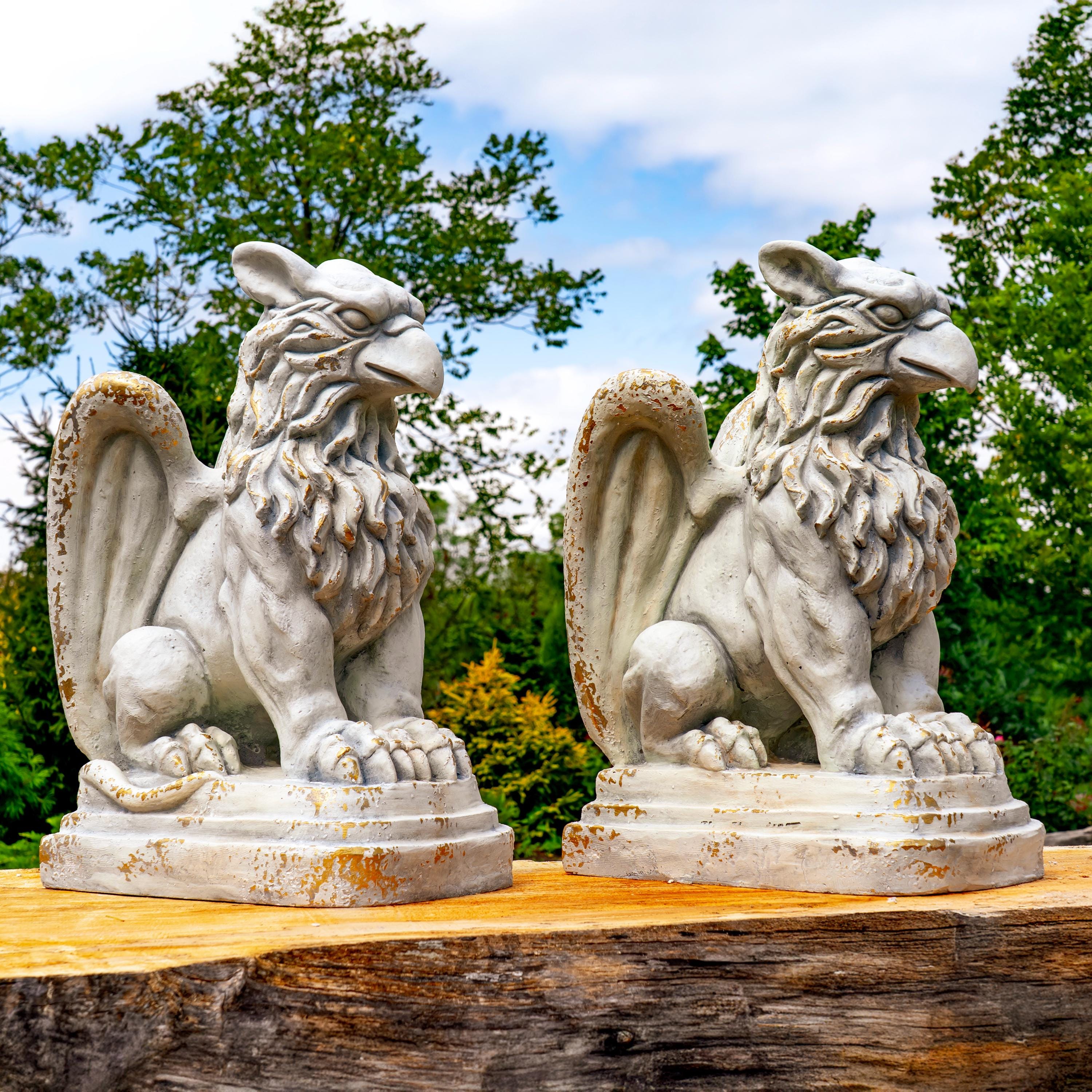 Set of 2 Magnesium Griffin Statues in Antique Bronze "peter & Lois" - Etsy