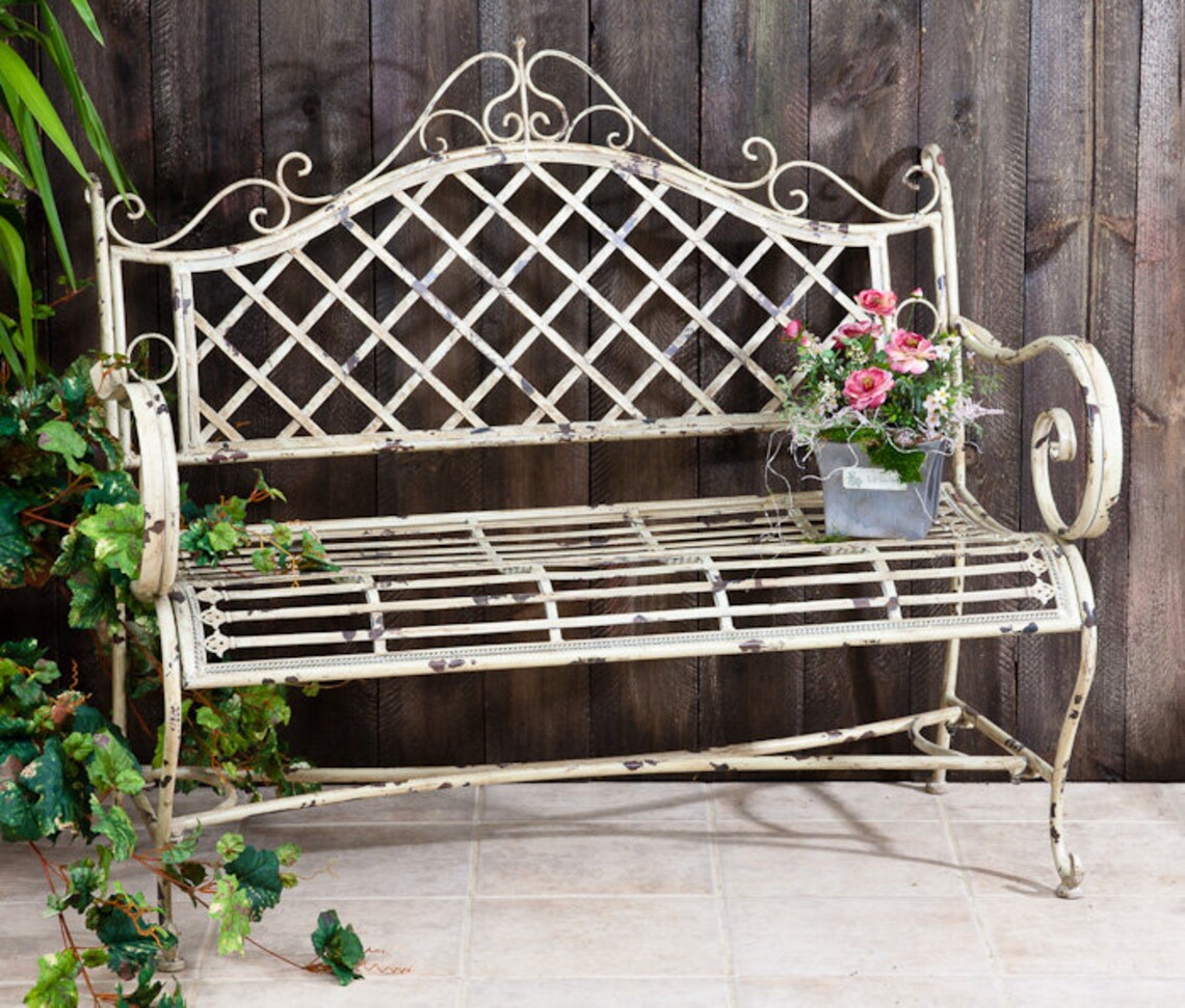 Victorian Style Iron Garden Bench 3 Colors - Etsy