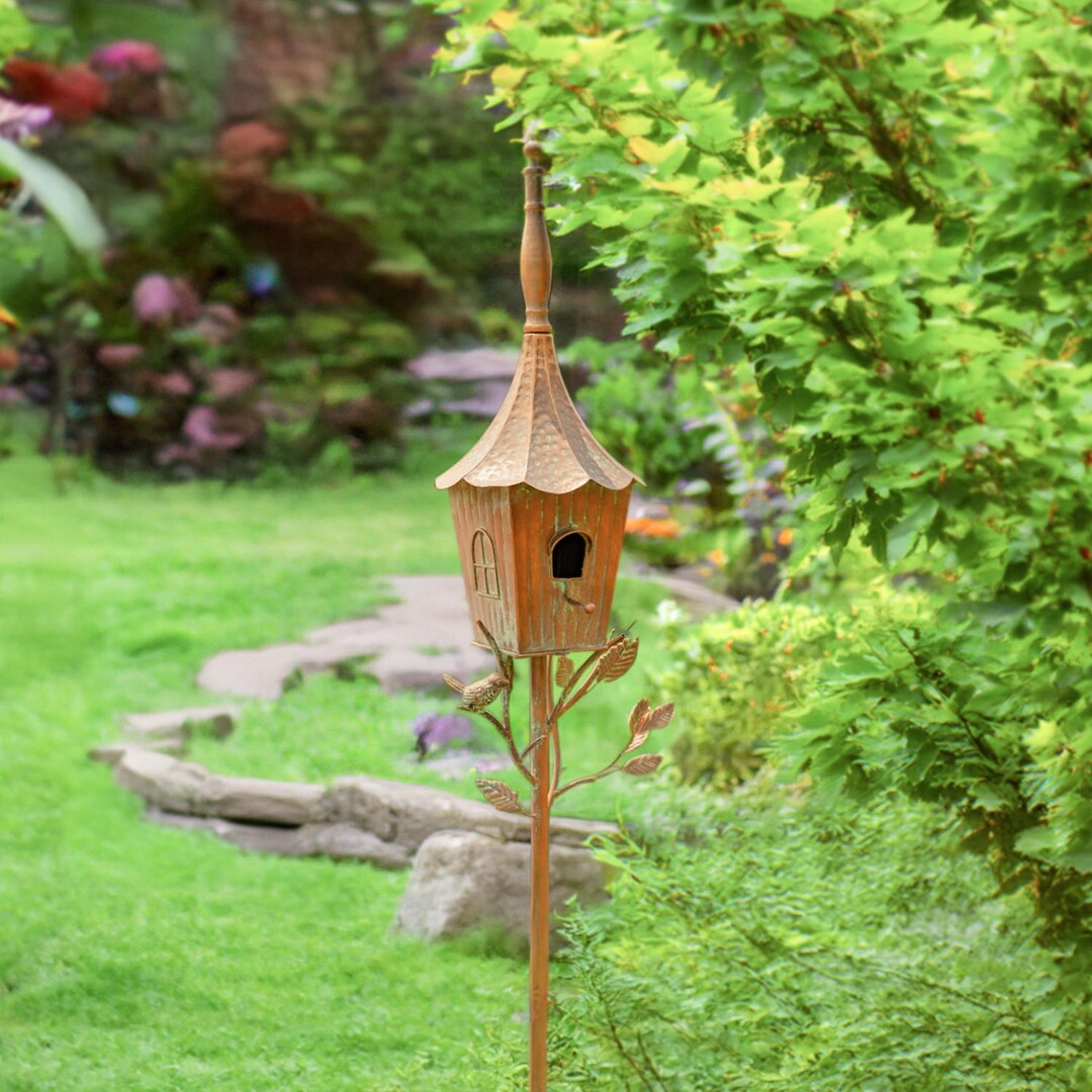 Iron Birdhouse Stake in Antique Finish "verona" 66" Tall - Etsy