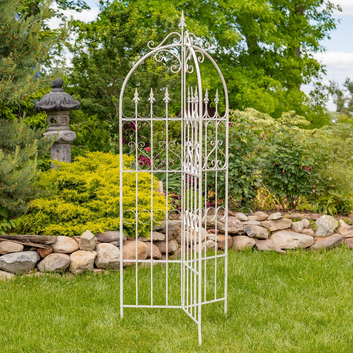 Paris 1968 - 7.7ft Tall Three Wall Iron Trellis With Fleur-de-lis ...