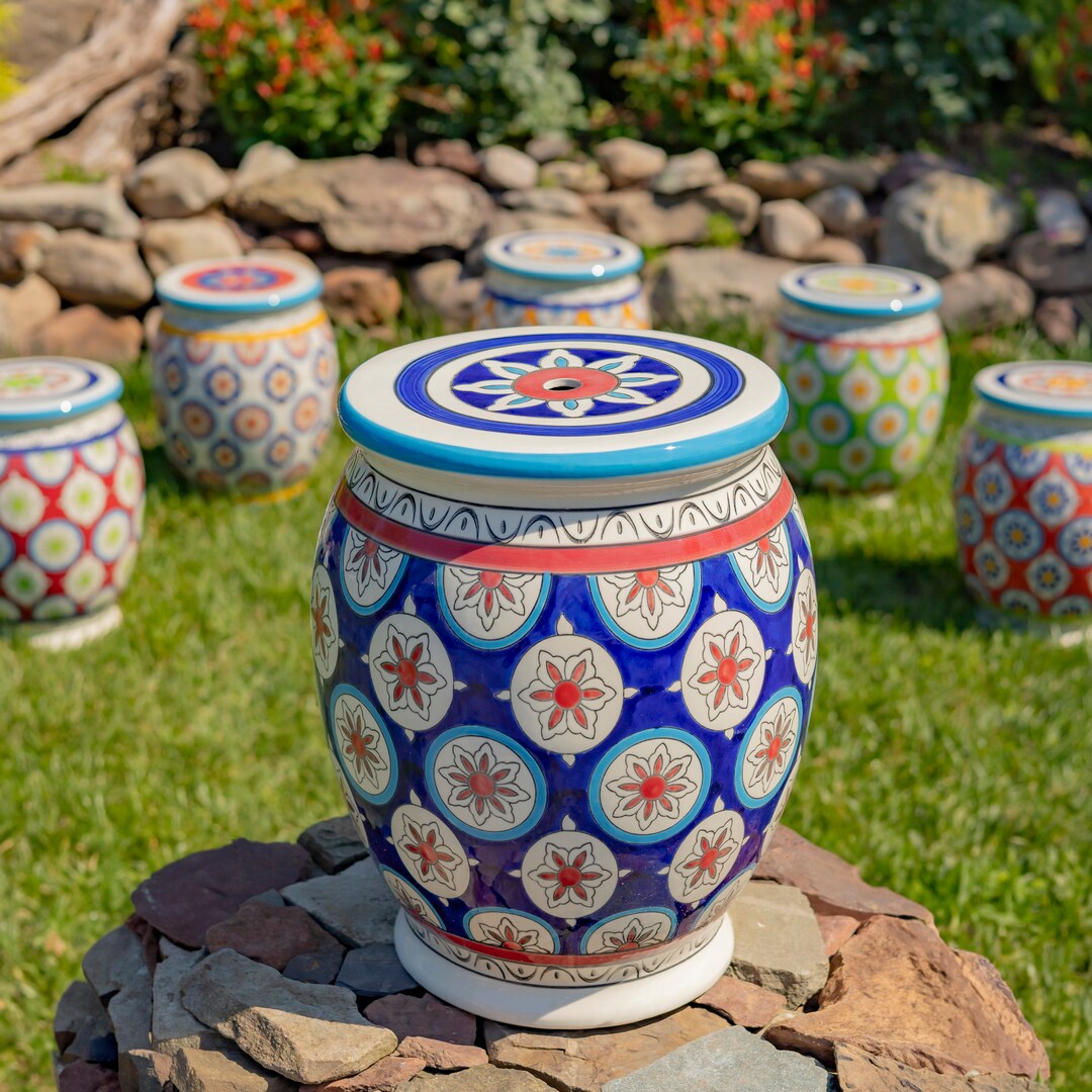 17.75" Tall Ceramic Stools in Multi Color Options - Etsy