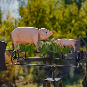 59.8" Tall Iron Windmill With Pig Family on Weather Vane - Etsy