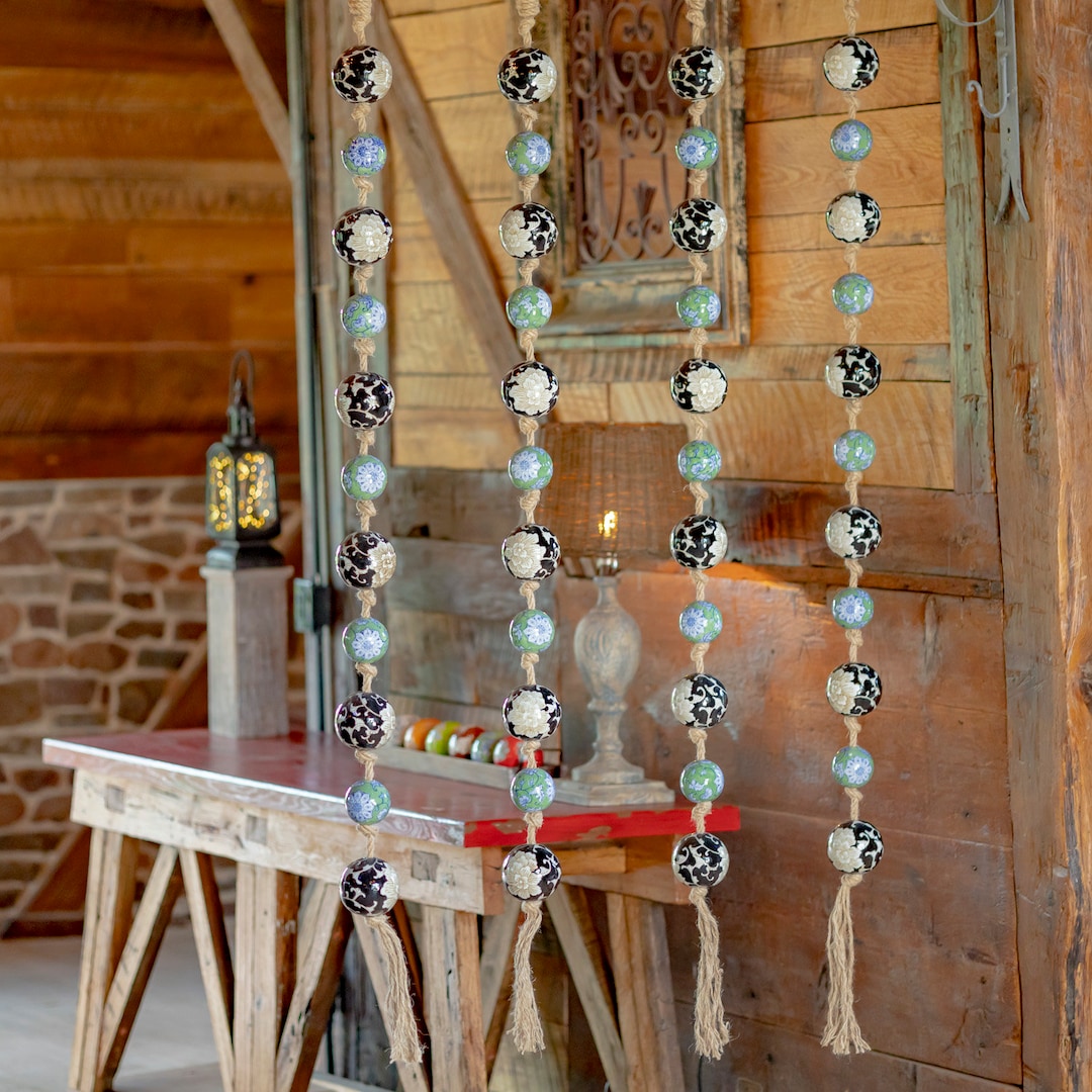 74″ Long Fisherman Tsugo Garland With Ceramic Sailor Balls and Rope ...