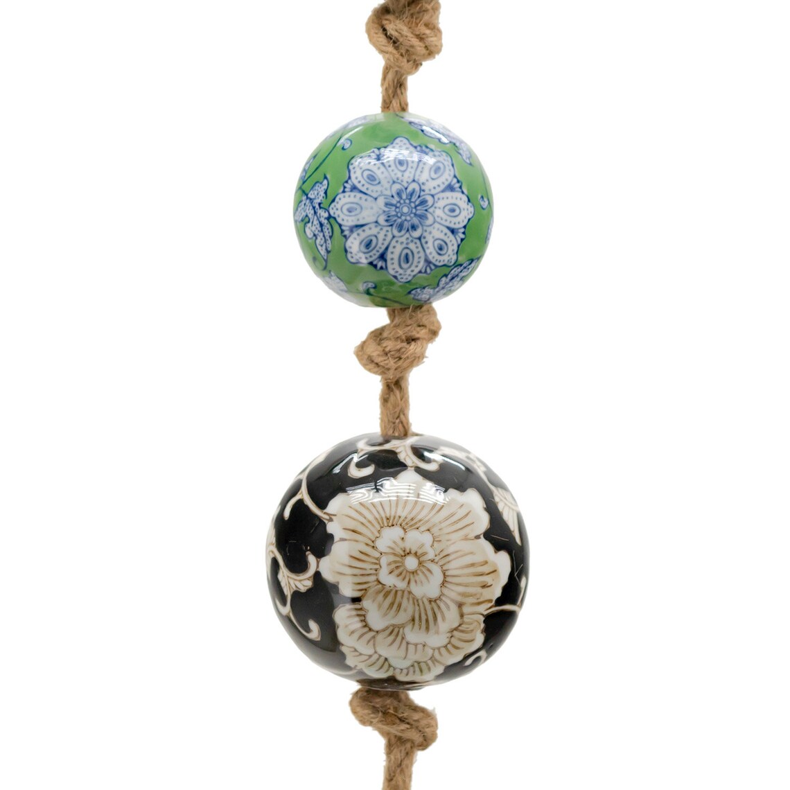 74″ Long Fisherman Tsugo Garland With Ceramic Sailor Balls and Rope ...