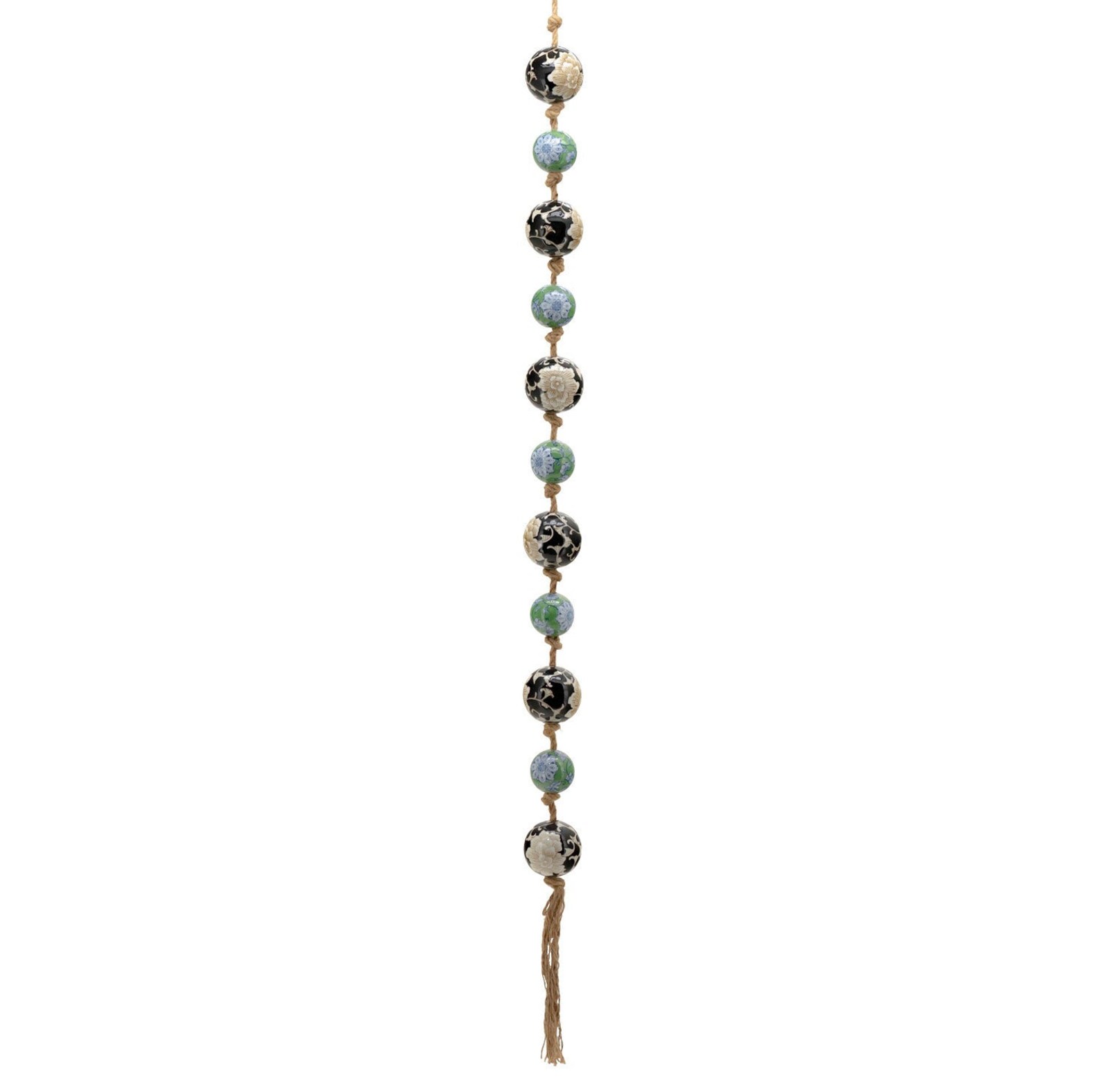 74″ Long Fisherman Tsugo Garland With Ceramic Sailor Balls and Rope ...