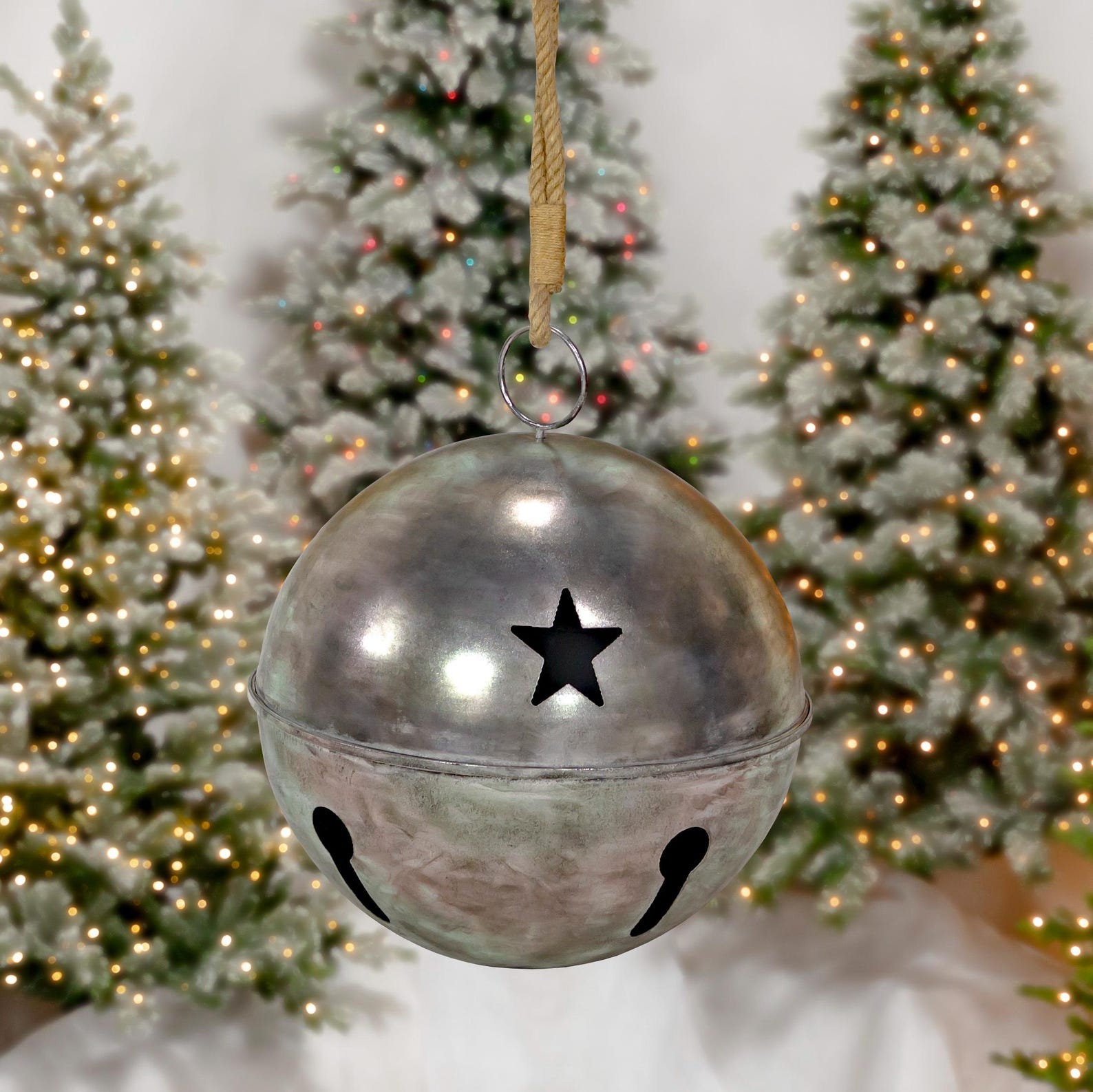 Set of 5 Oversized Hanging Sleigh Bells With Star Cutouts in Assorted ...