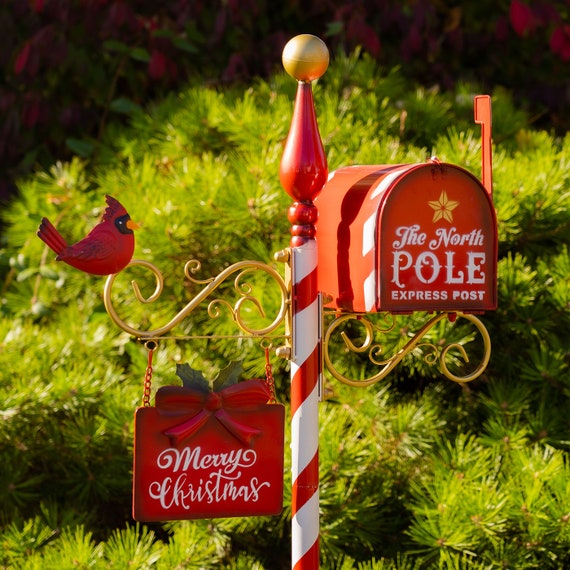 Home Décor Christmas Wooden Mailbox on Stand Studio 33 Handcrafted ...