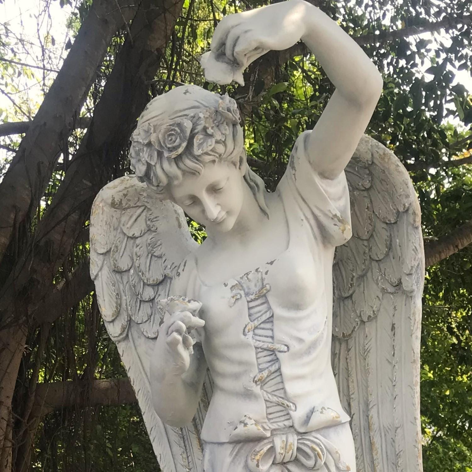 63" Tall Magnesium Angel Statue in Antique Grey | "emma" Style ...