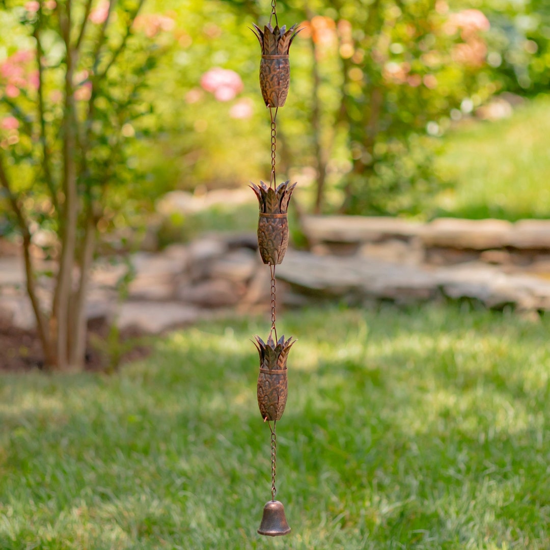 76.5" Long Antique Bronze Rain Chain With Pineapples - Etsy