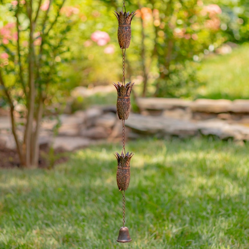 76.5 Long Antique Bronze Rain Chain With Pineapples - Etsy