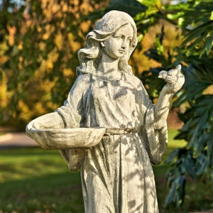 38 Inch Tall Standing Girl With Bird Magnesium Statue - Etsy