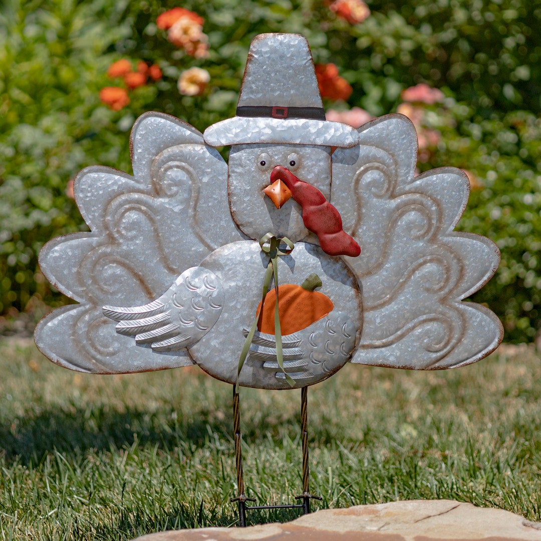 Large Galvanized Thanksgiving Turkey Garden Stake - Etsy
