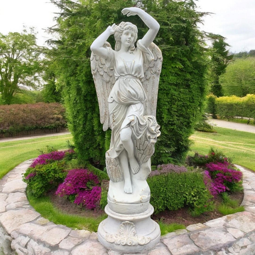63" Tall Magnesium Angel Statue in Antique Grey | "farrah" Style ...