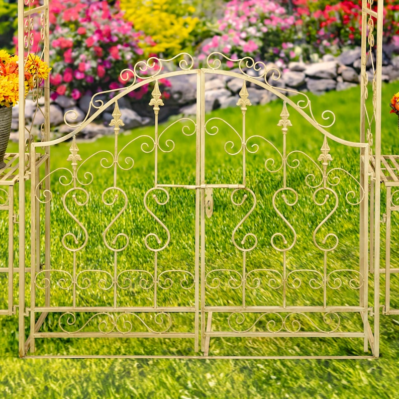 8 Feet Tall Garden Gate Archway With 2 Side Plant Stands "genevieve" - Etsy