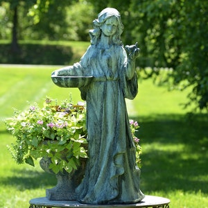 38 Inch Tall Standing Girl With Bird Magnesium Statue - Etsy