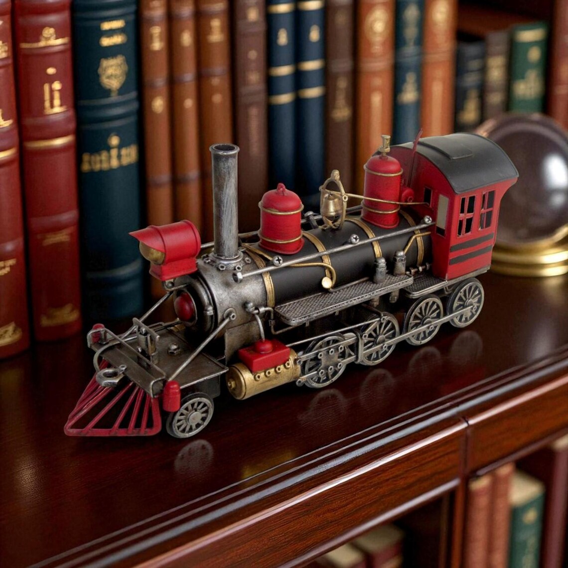 Vintage Red Locomotive Décor – Distressed Iron Train Accent ...