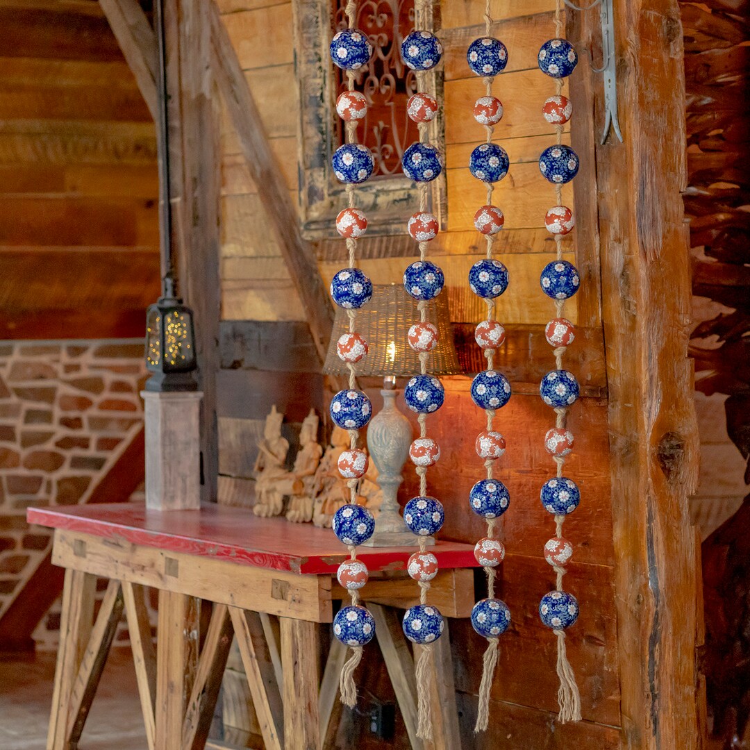 74" Long Fisherman Garland With Ceramic Sailor Balls and Rope "kimi ...