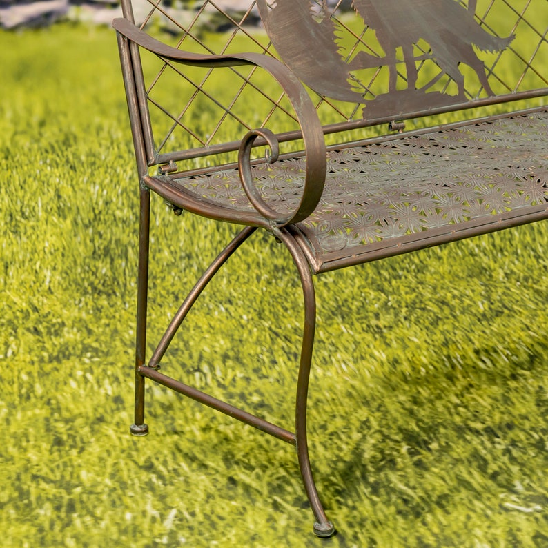 Classic Iron Garden Bench With Howling Wolf and Moon Silhouette ...