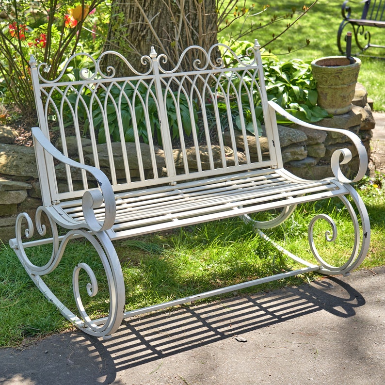 Iron Garden Rocking Bench- 2 Colors Available - Etsy
