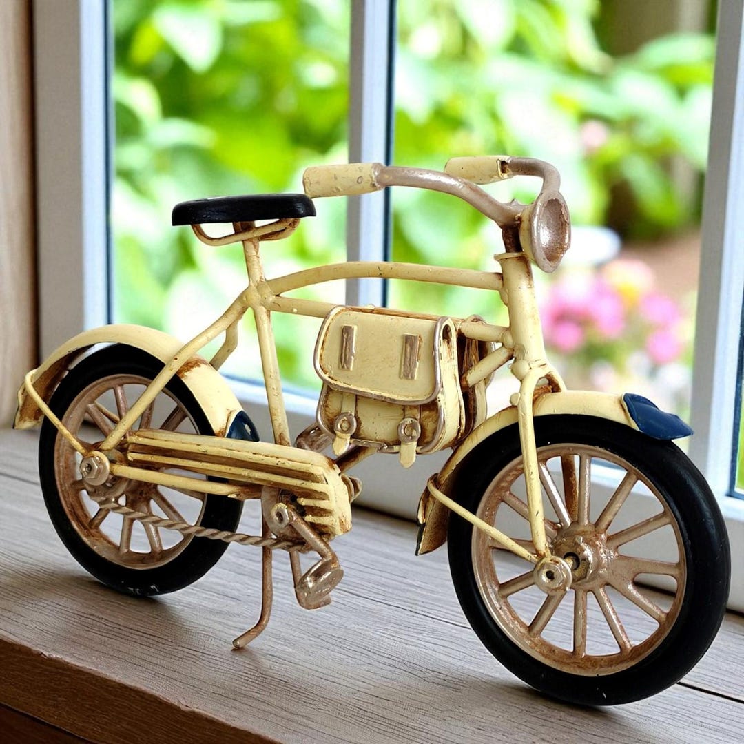 Vintage Bicycle Décor — Antique White, Green or Navy Blue Iron Accent ...