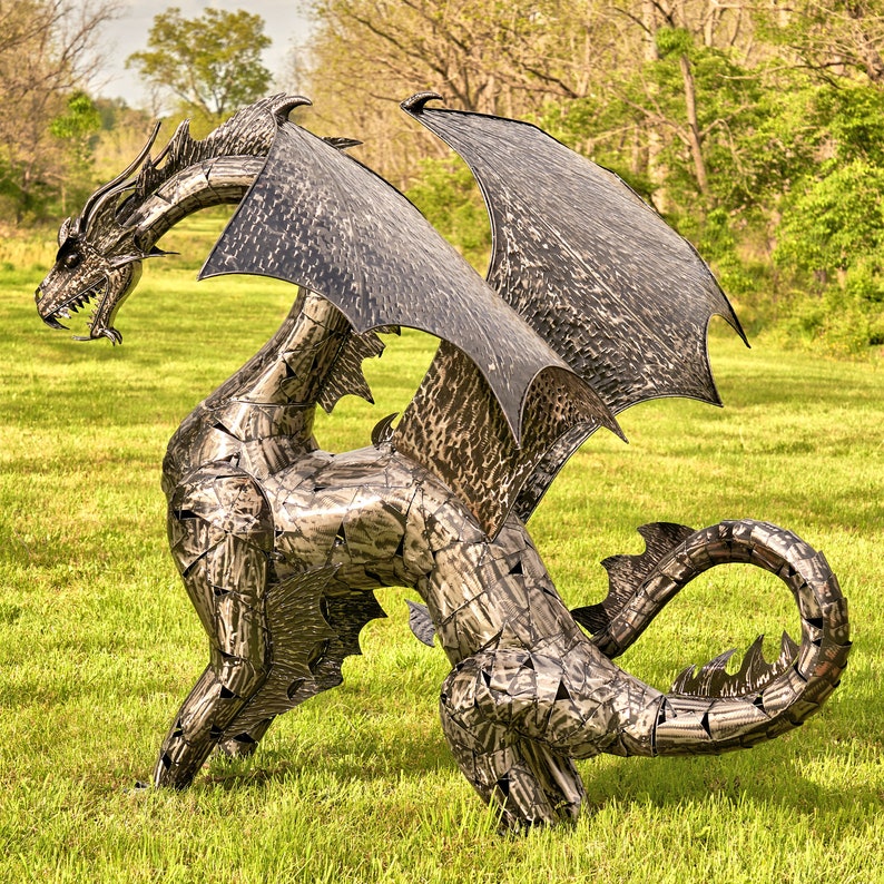 Large Metal Dragon Statue "angry Ira" - Etsy