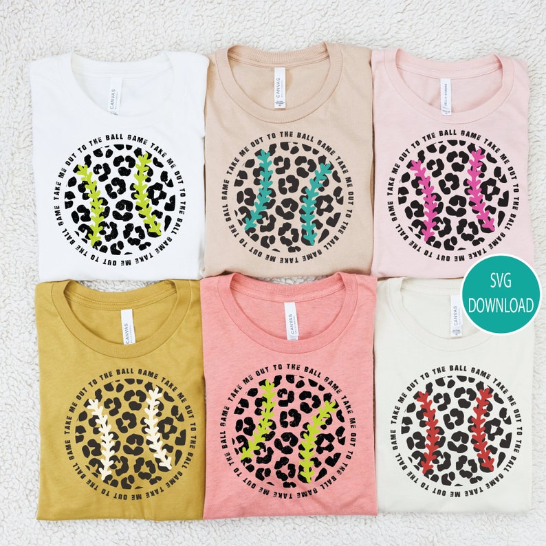 Softball Leopard SVG Take Me Out to the Ball Game Svg | Etsy