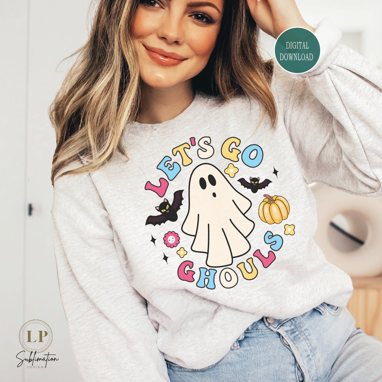 Lets Go Ghouls Retro Png Retro Ghost Png Halloween Ghost - Etsy