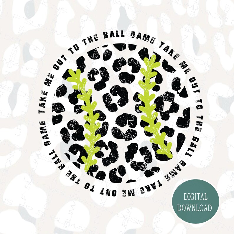 Softball Leopard SVG Take Me Out to the Ball Game Svg | Etsy