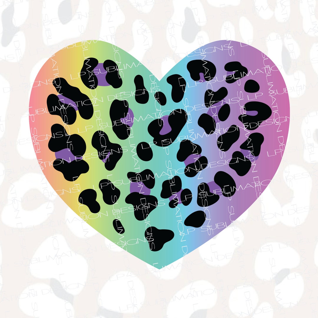 Rainbow Leopard Heart PNG, Leopard Heart Sublimation Design Download ...