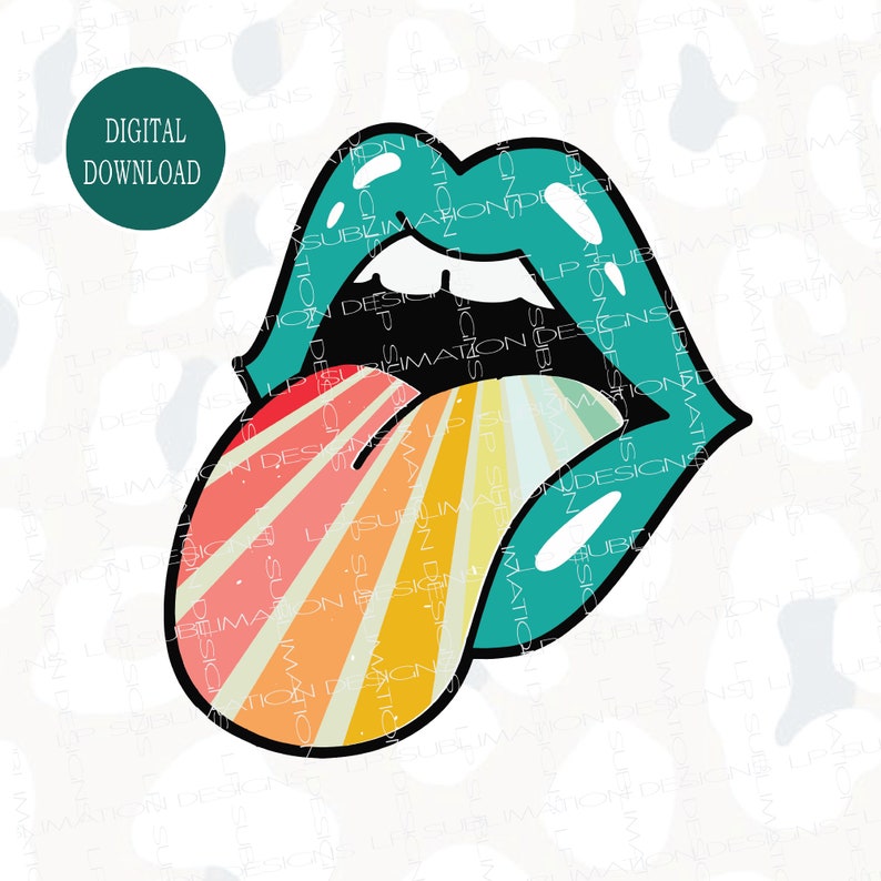 Groovy Lips PNG Download Rock N Roll Lips PNG Retro - Etsy