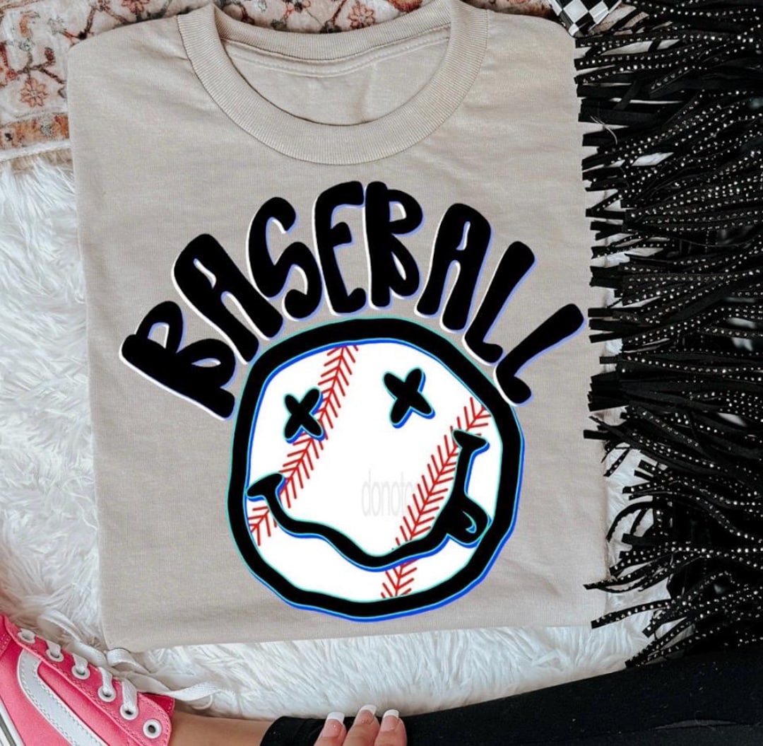 Grunge Happy Face Baseball Tshirt - Etsy