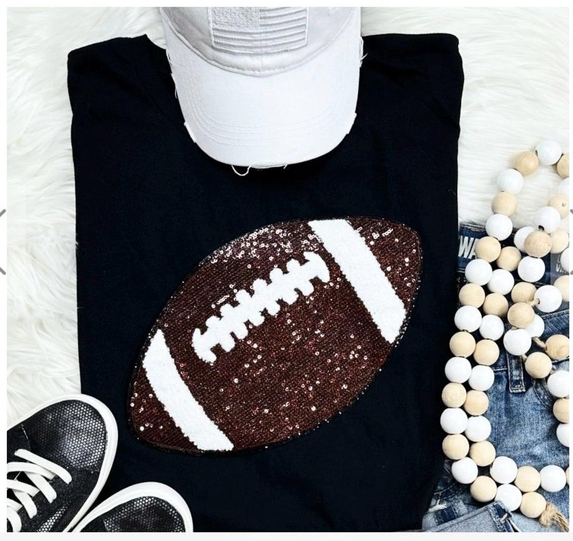 Sequin Football Patch Everyday Color Tee - Etsy