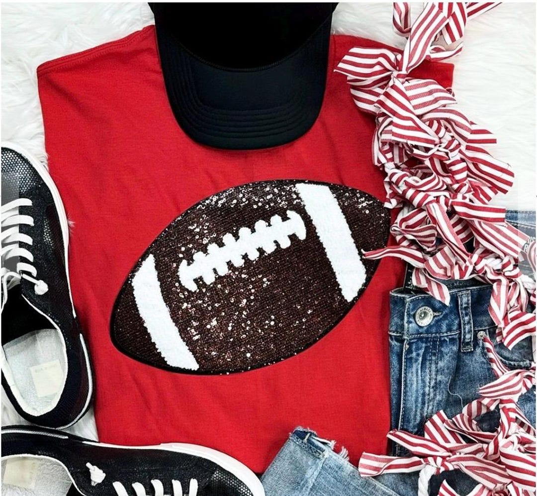 Sequin Football Patch Everyday Color Tee - Etsy