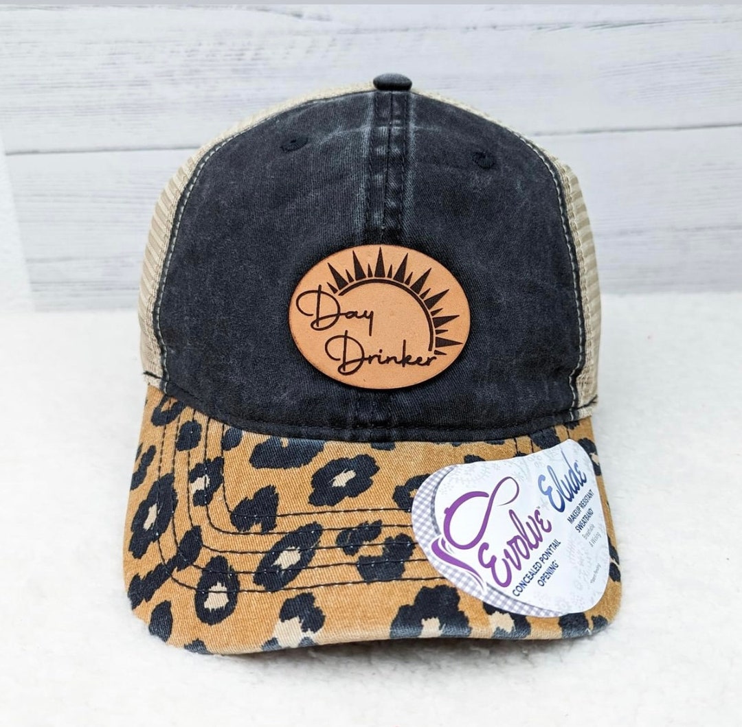 Day Drinker Leopard Denim Hat - Etsy