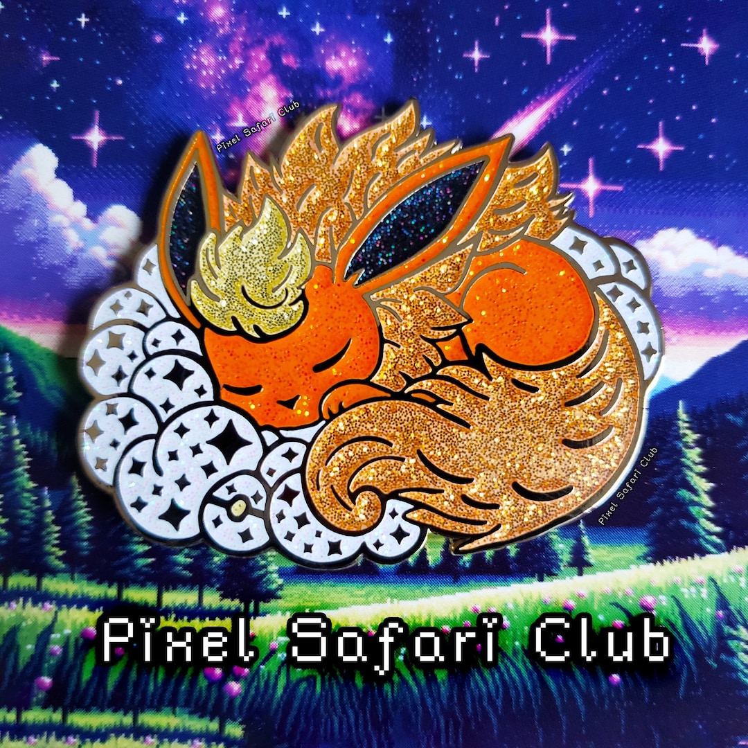 Sleeping Flareon Glitter Enamel Pin: Shiny Gold, 2-inch - Etsy