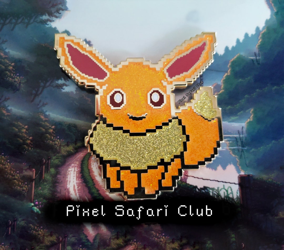 Eevee 8-bit Pixel Art Pin 2-inch Glitter Hard Enamel Pin Pixel Poke Pin ...